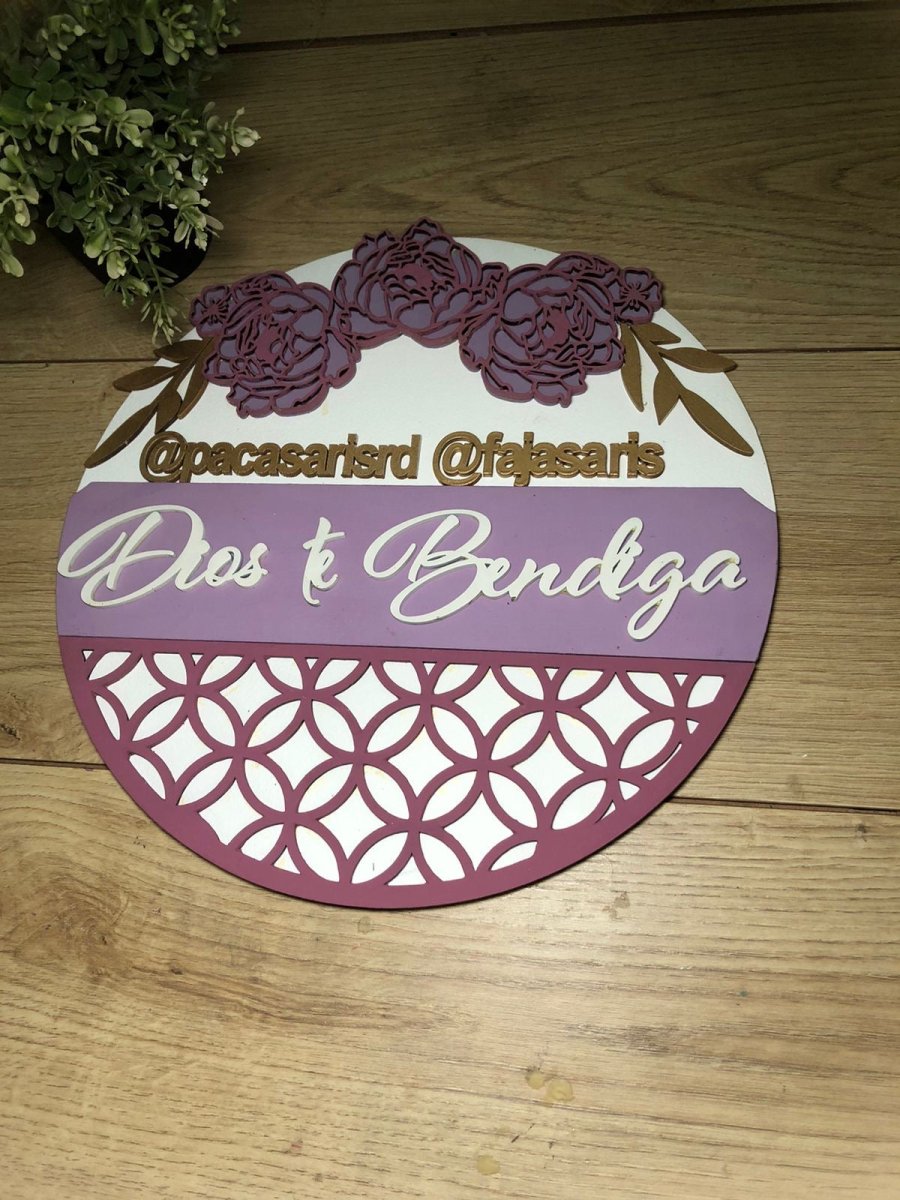 Letrero redondo en madera santo domingo – Felt Craft RD